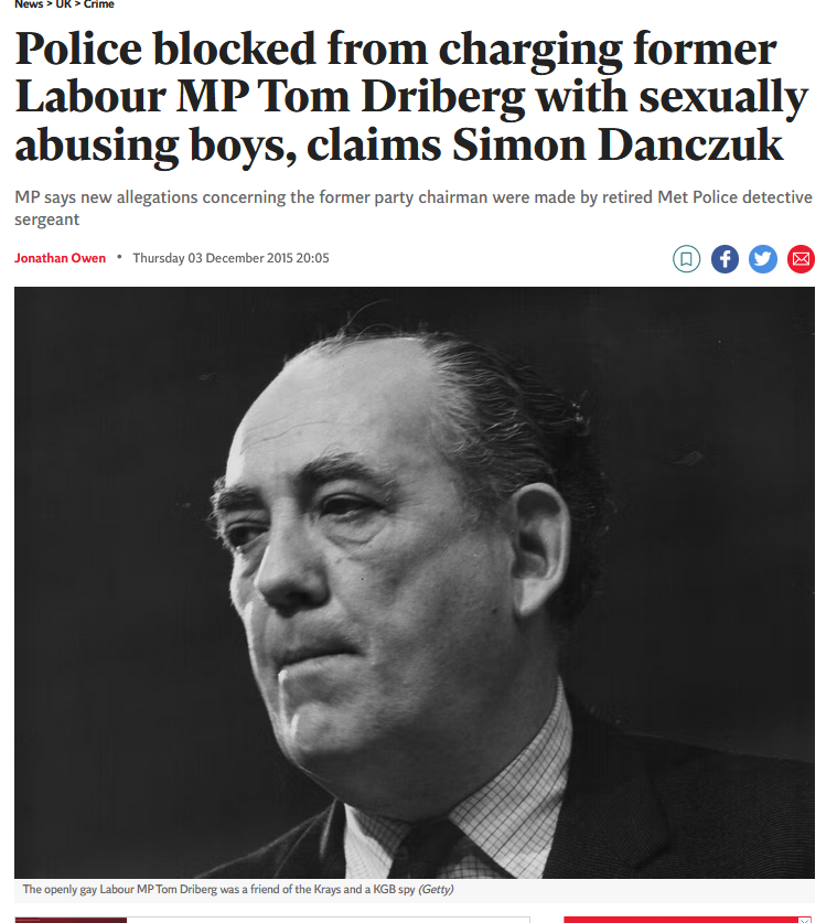 "Police blocked from charging former Labour MP Tom Driberg with ...