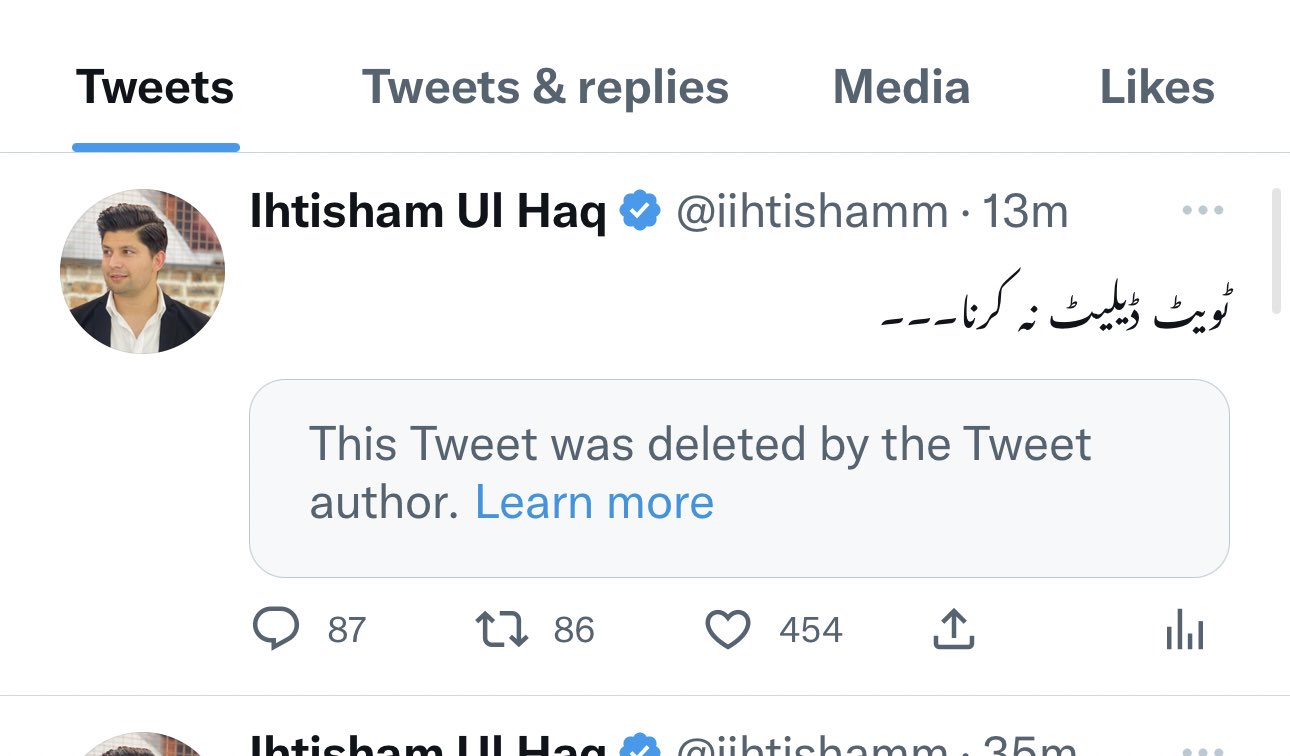 Ihtisham Ul Haq on Twitter: "Tweet deleted. https://t.co/gbSvAlbm9z" / Twitter