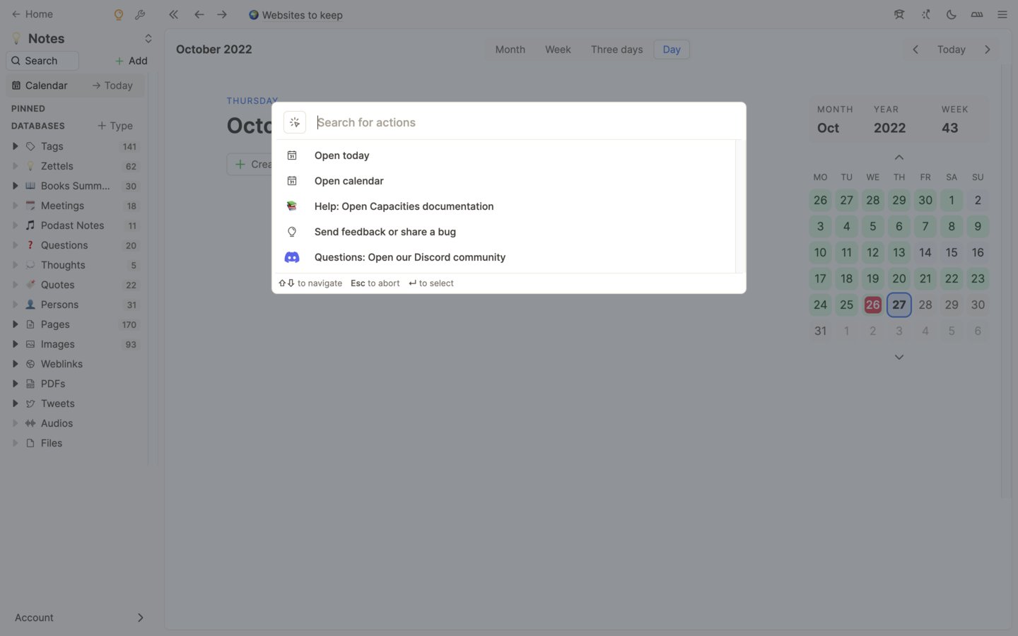 Capacities on Twitter: "In addition to content search, we also introduce a command palette. ⌨️🤓 ...