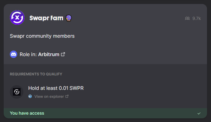 Crypto Duck on Twitter: "Swapr fam Role (ขอบคุณ @evention5 ที่แจ้งข่าวด้วยครับ) . 🪙 ถือ 0.01 ...
