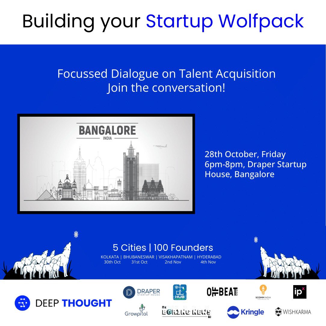Draper Startup House India on Twitter: "Upcoming Event !! Building your Startup Wolfpack ...