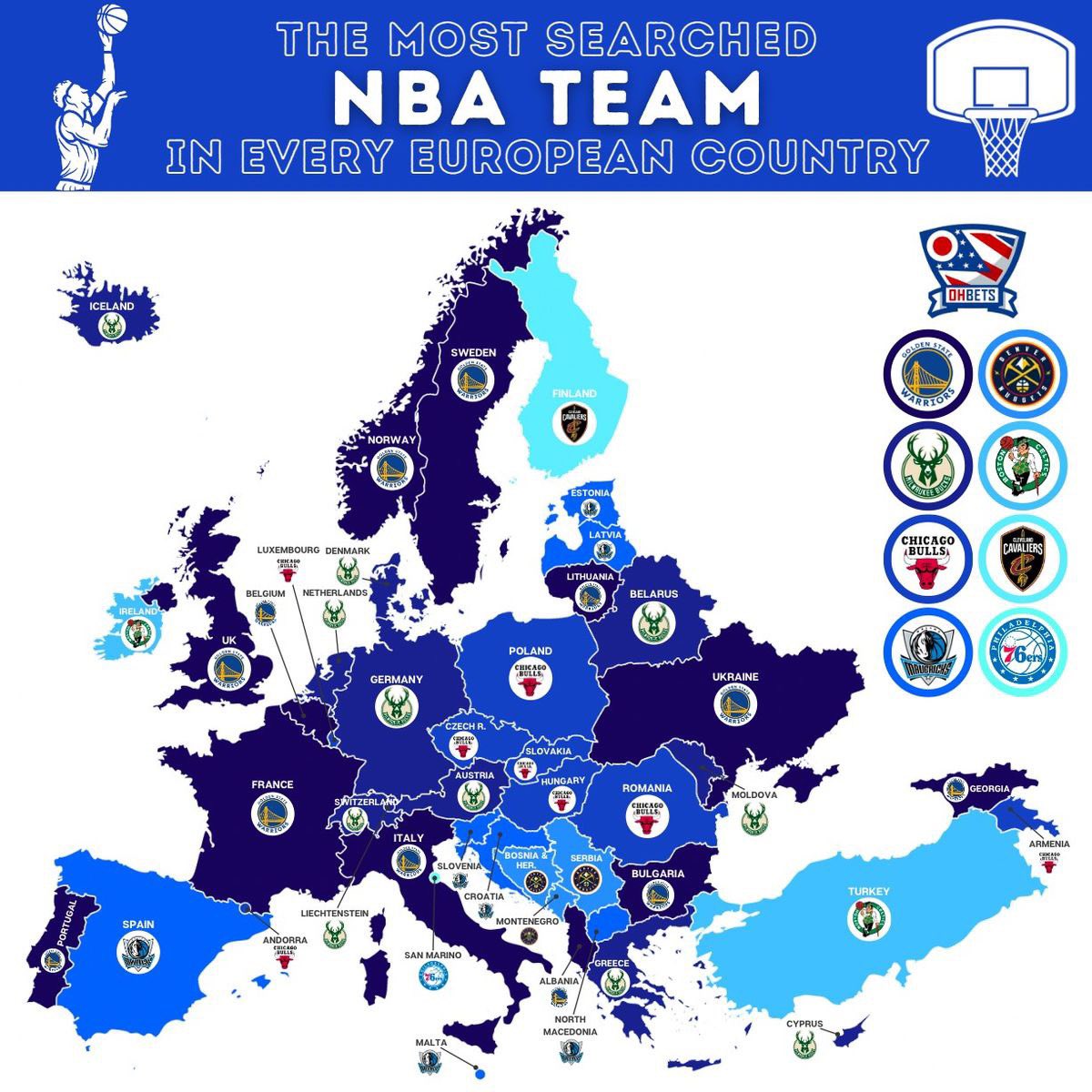 [花邊] 歐洲國家的NBA球隊熱搜排名 - 看板NBA - PTT網頁版