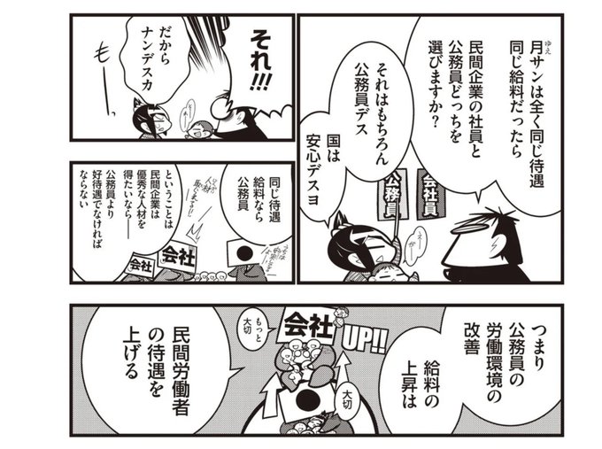 公務員の高待遇は全体を引き上げるんですよ。まあだいたい日本は公務員の数が 井上純一(希有馬屋)『逆資本論』発売中 さんのマンガ ツイコミ仮