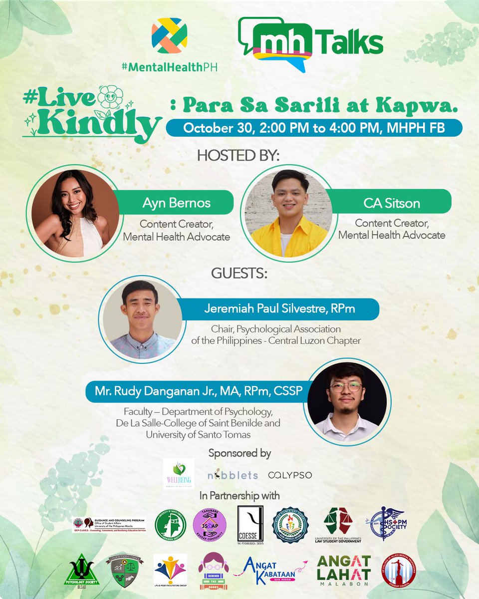 MentalHealthPH on Twitter: "Let’s #LiveKindly: Para sa Sarili at Kapwa hosted by @aynbernos & CA ...