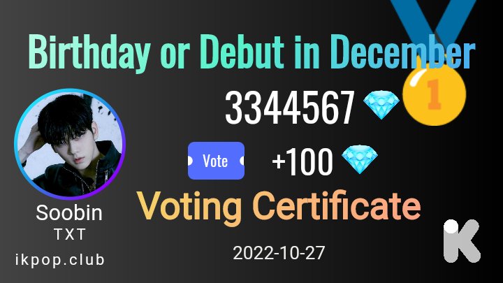 mai 👩‍🍳👨‍🍳🧑‍🍳 on Twitter: "I voted for Soobin at #iKPOP! Total diamonds count: 3344567 Rank: 1 ...