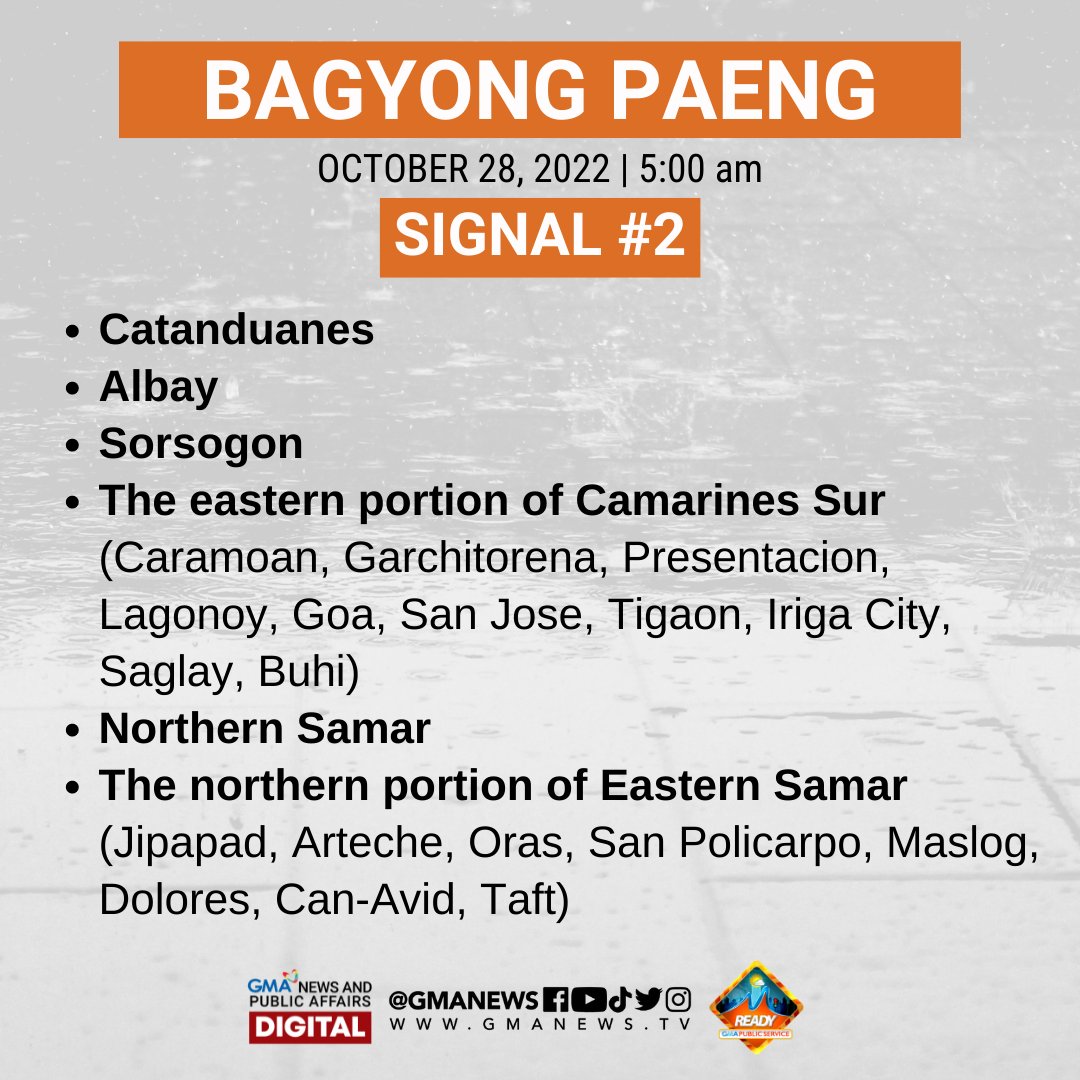 IMReady on Twitter: "RT @gmanews: Nakataas ang Signal #2 at Signal #1 sa ilang lugar sa bansa ...