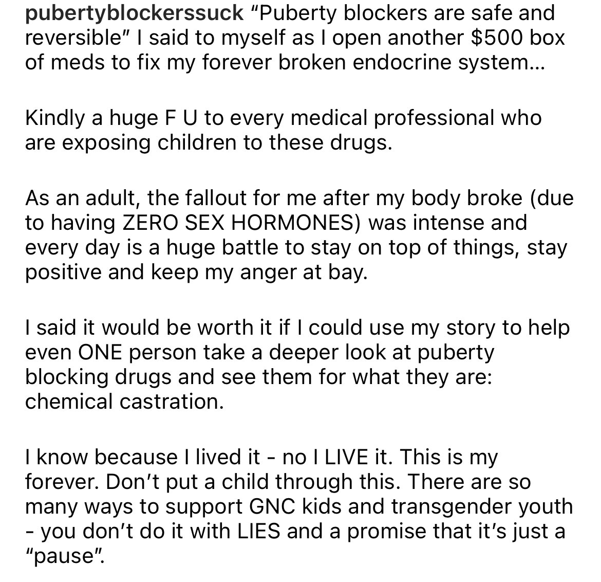 Gays Against Gr mers on Twitter: "Puberty blockers are not safe, and not reversible ...