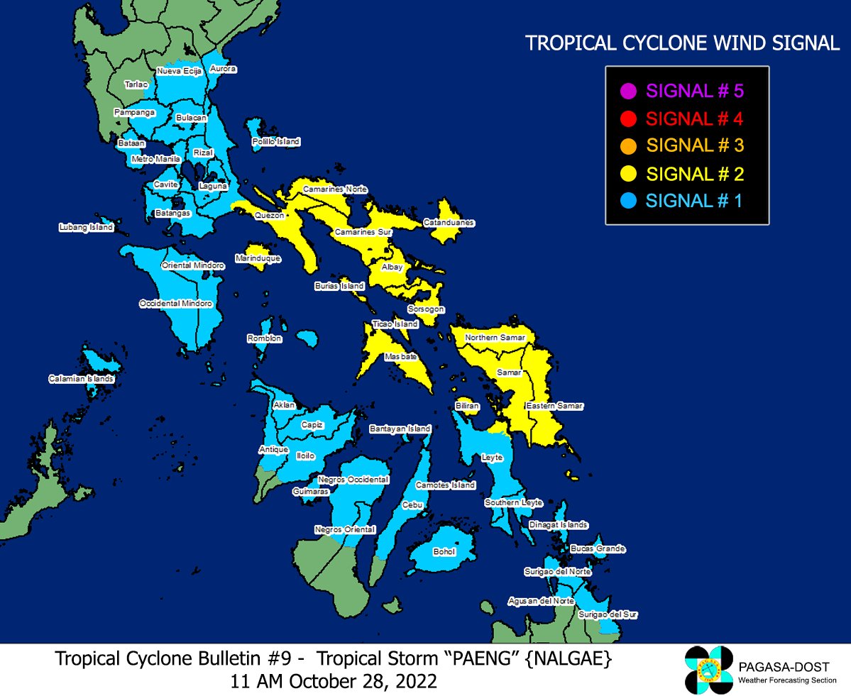 Earth Shaker PH on Twitter: "TROPICAL CYCLONE WIND SIGNALS (11:00 AM) Nakataas na ang Wind ...