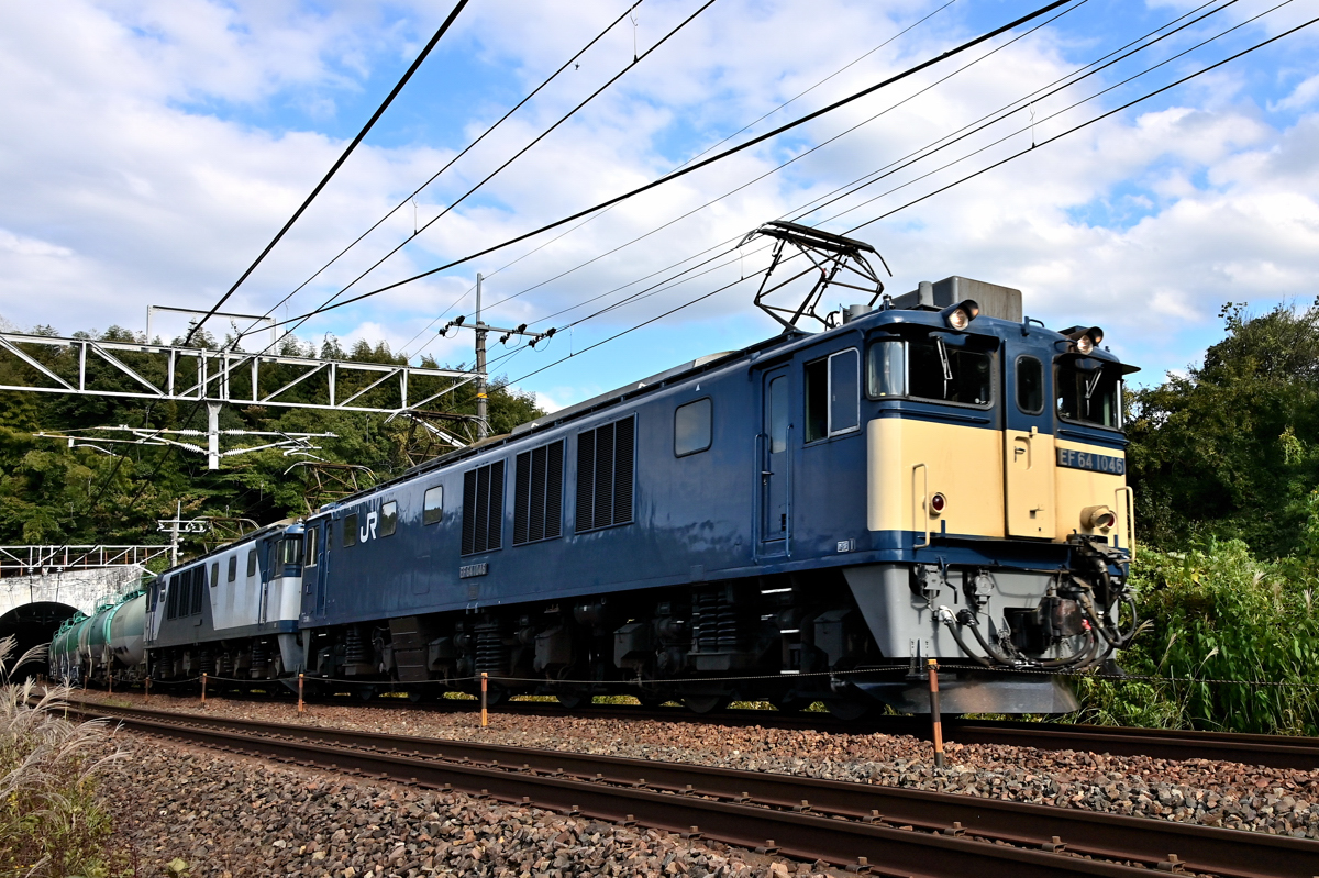 矢左衛門 on Twitter: "中央西線 8084レ EF64 1046号機 国鉄色・1027号機 更新色JRFマーク無し タキ14両、 瑞浪を定刻通過しました。😀 ️ https://t ...