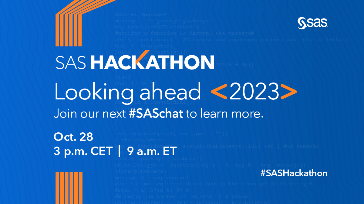 Looking ahead to the 2023 SAS Hackathon / Twitter