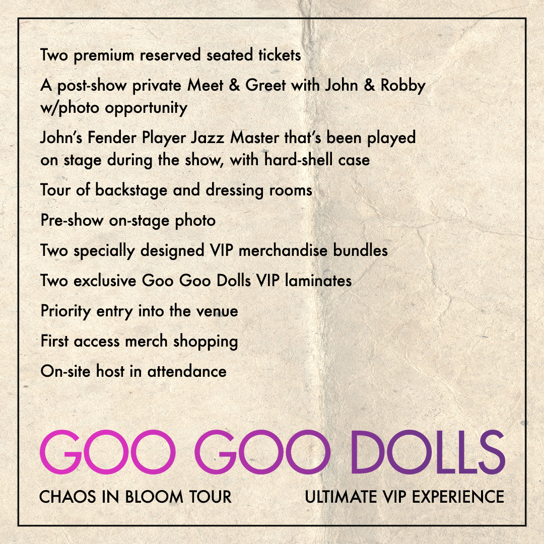 StagePilot on Twitter: "Goo Goo Dolls are back on tour starting tonight! A limited number of VIP ...