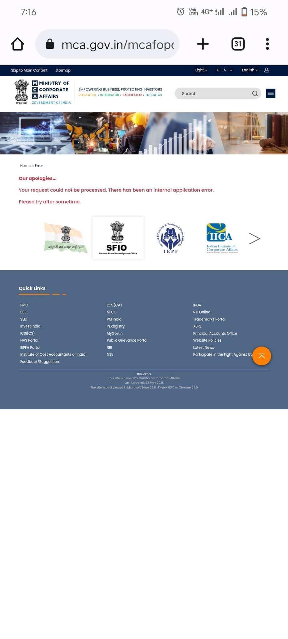 Tax Time India on Twitter: "@IncomeTaxParody Always MCA site is not working on timely ...