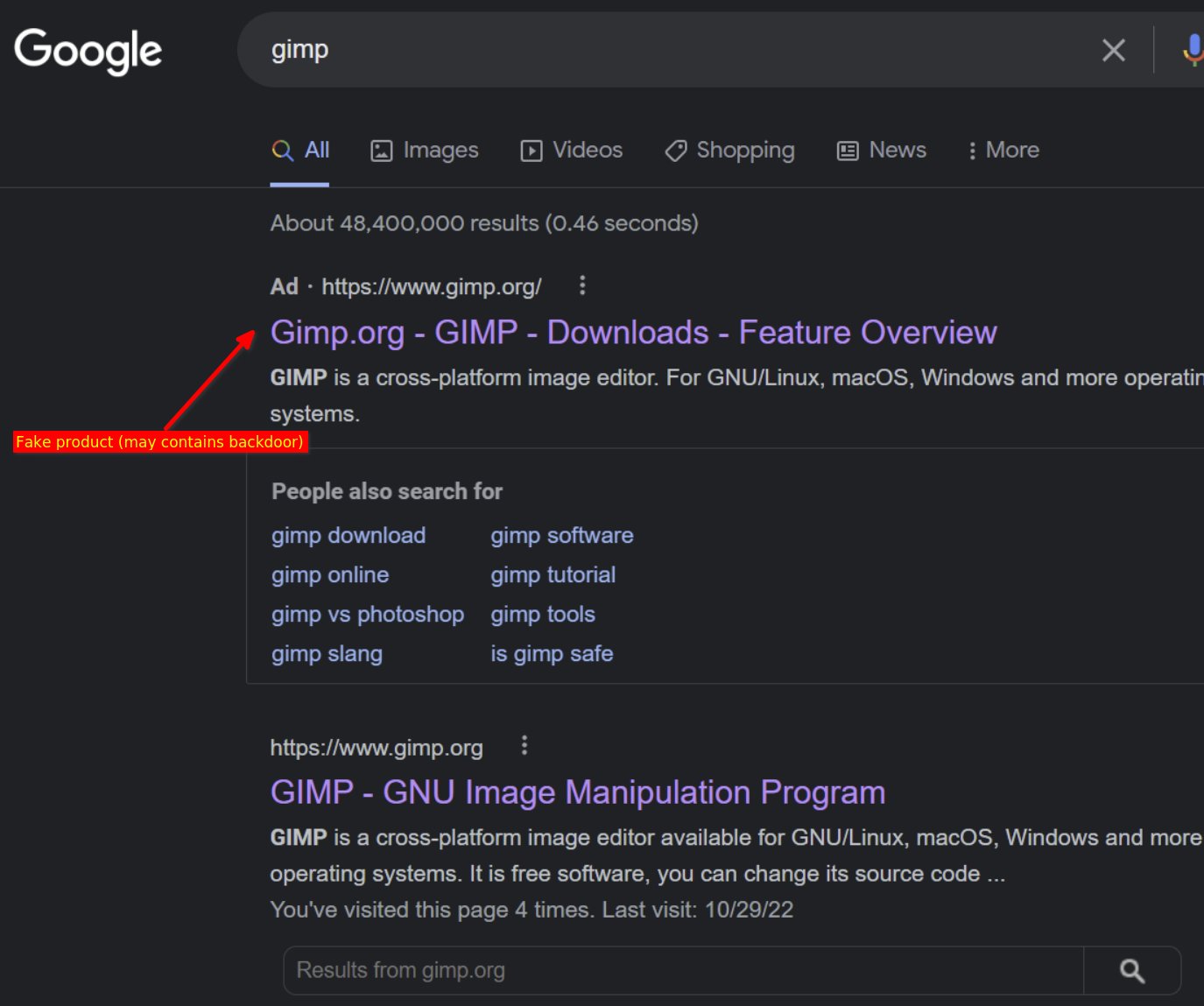 nixCraft on Twitter: "Dangerous Google Ad Disguising Itself as the official www gimp org. Ad ...