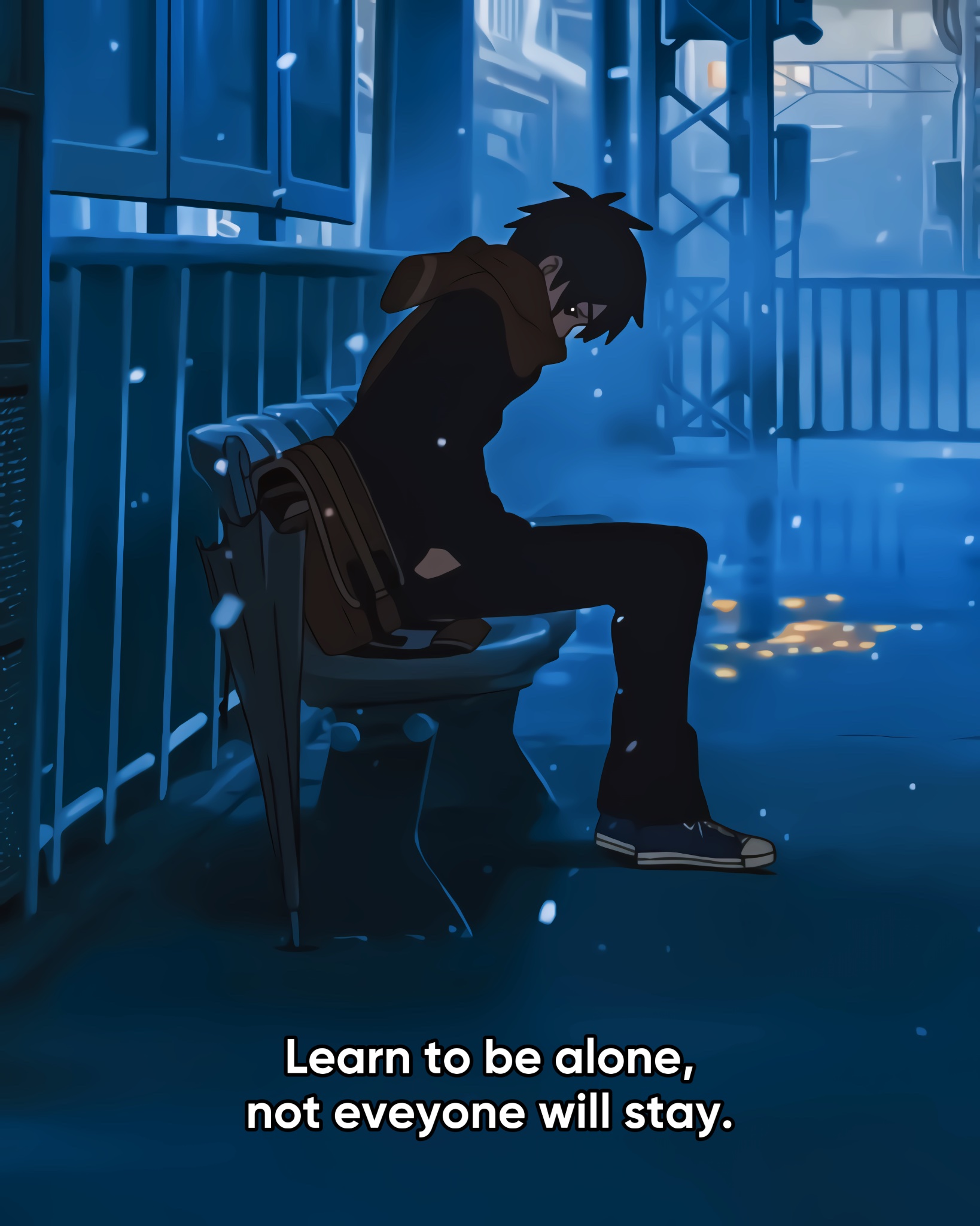 Anime Boy Sitting Alone