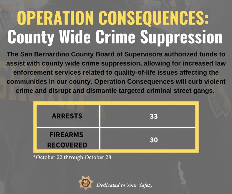 San Bernardino County Sheriff On Twitter Operation Consequences