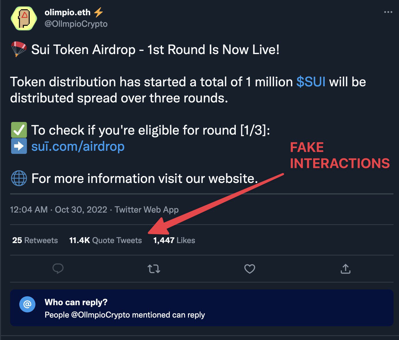 olimpio.eth ⚡️ on Twitter: "5/12 How do they get people to see their tweets? And click the scam ...