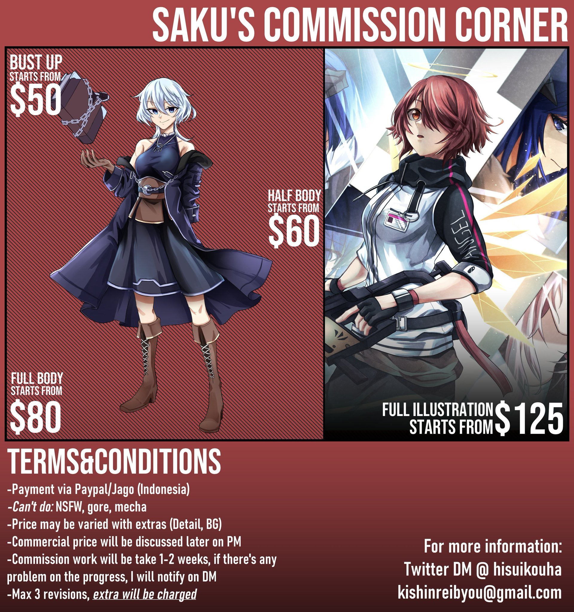 Saku (0/3) on Twitter: "Hello! I'm opening 3 slots of colored commission for next month. For ...