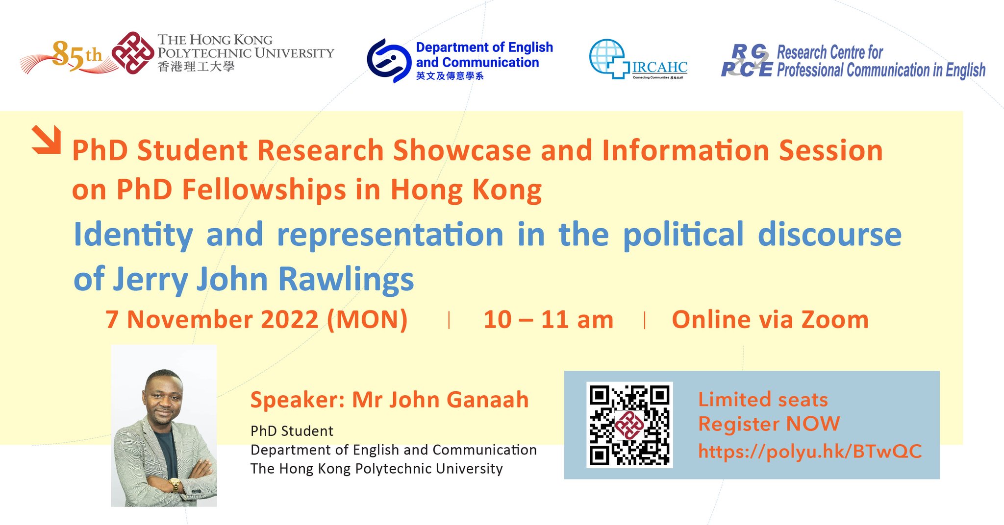 PolyU ENGL on Twitter: "Our #PhD student @JohnGanaah will give an overview of his research on ...
