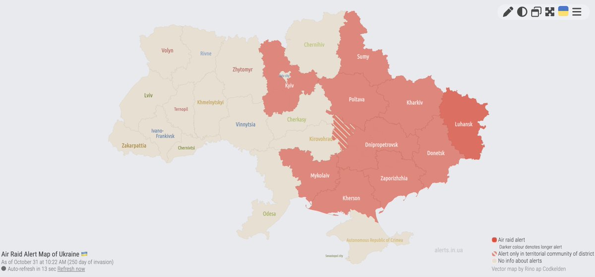 Air raid alert announced all across Ukraine except for occupied Crimea ...