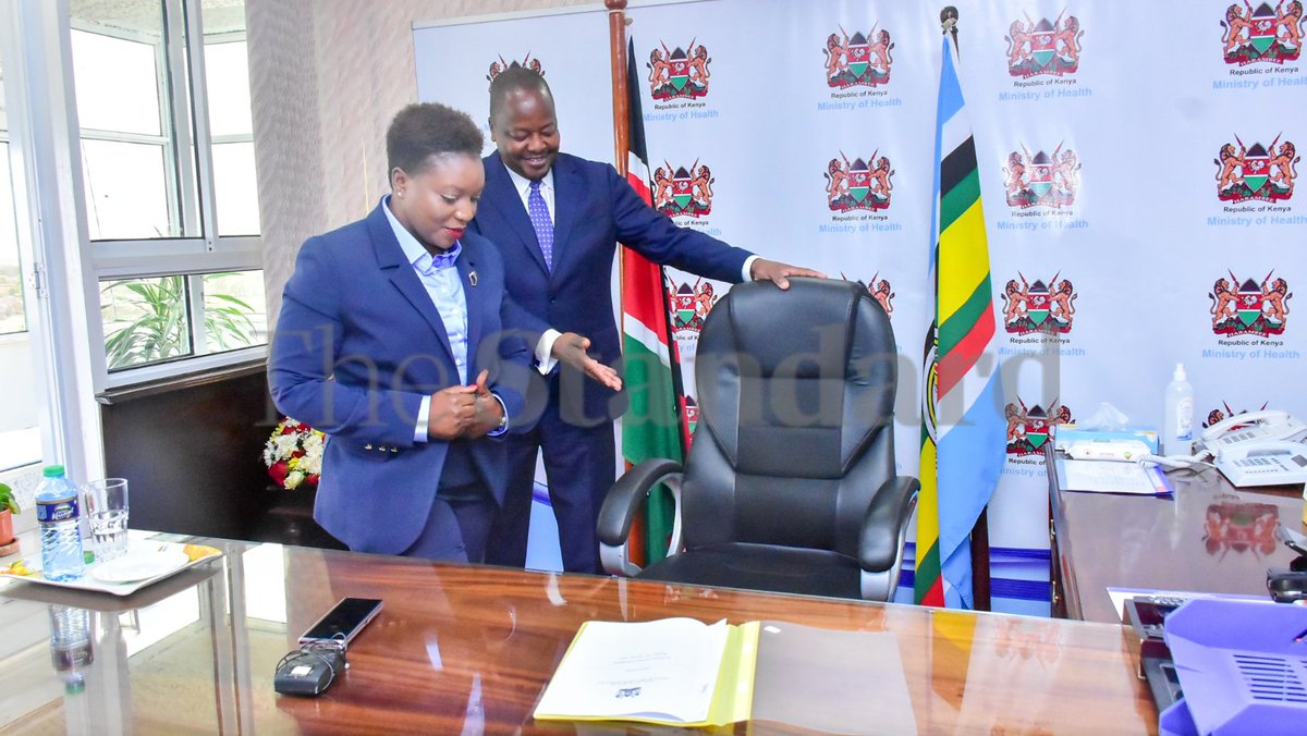 Health CS Susan Nakhumicha Wafula with former Health CS Mutahi Kagwe ...