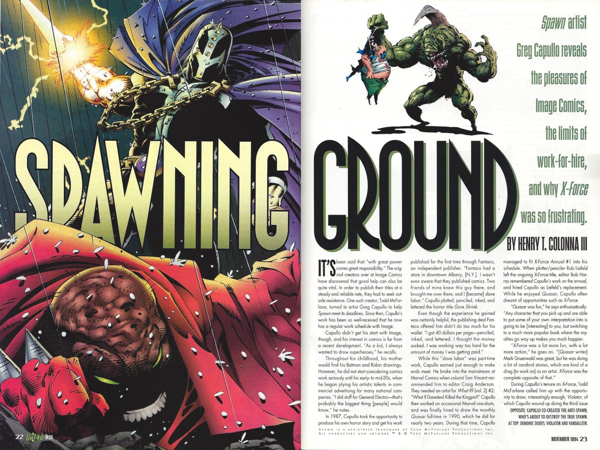 Daily Spawn Archive on Twitter: ""SPAWNING GROUND" An interview with Greg Capullo about working ...