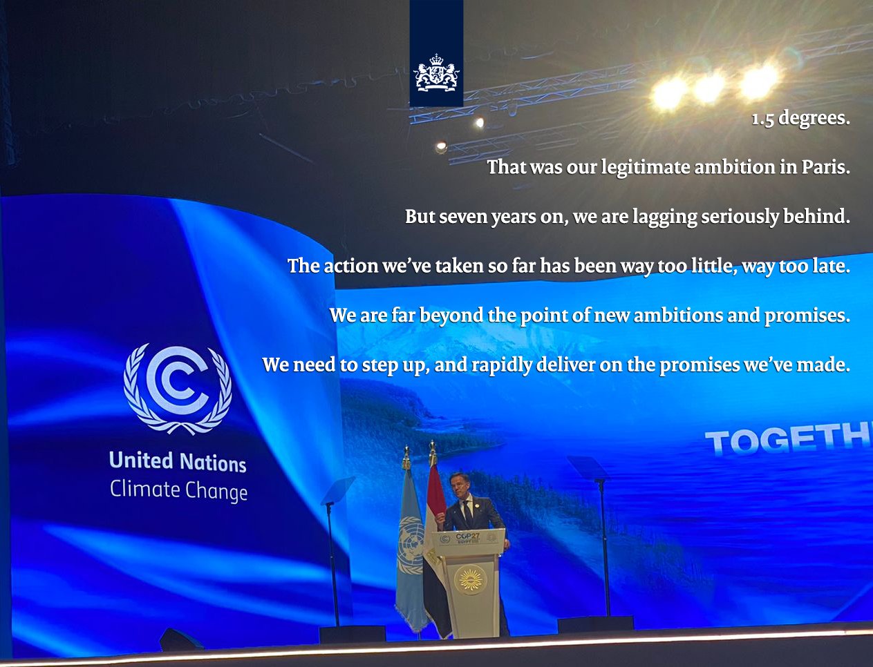 Mark Rutte on Twitter: "Read my full speech at #COP27: https://t.co/thuItc9zNN https://t.co ...