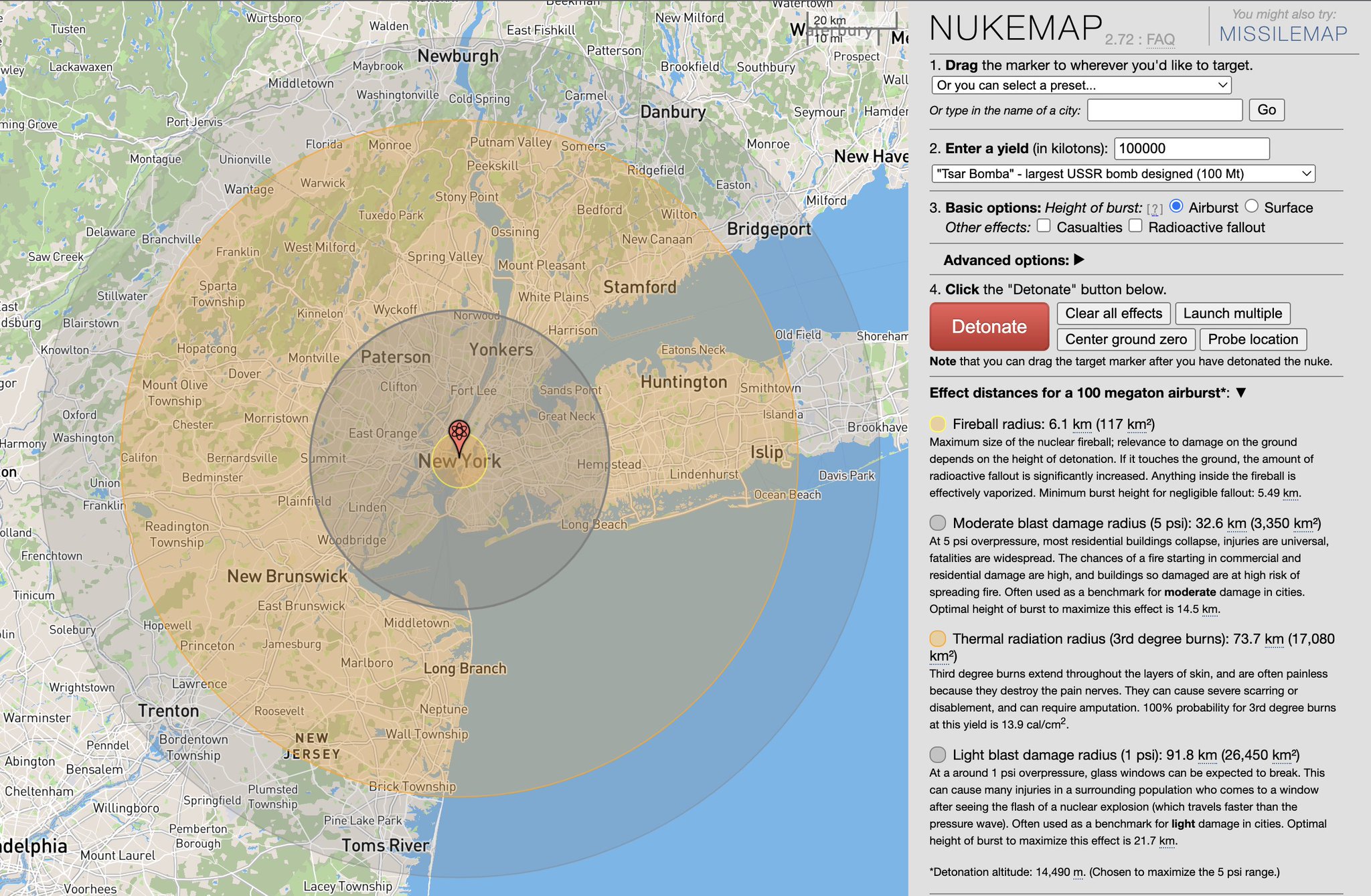 Tsar Bomba Radius
