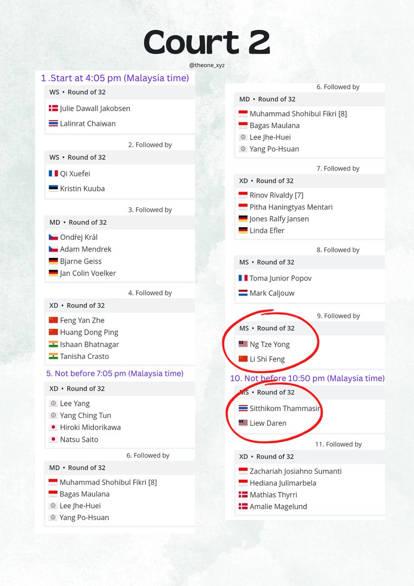 Z 💎🇲🇾 on Twitter: "2. Live SCORE link & Order of Play: Live Score 👉🏻 https://tournamentsoftware ...