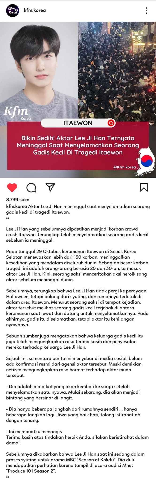 K-Drama Menfess on Twitter: "•kdm• Ahh sedih bgt bacanya, Rest In Peace Lee Jihan🥀 https://t.co ...