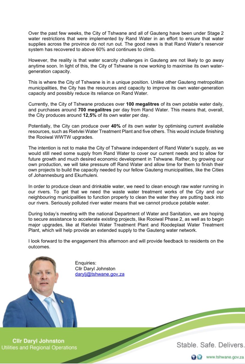 Mayor Randall Williams on Twitter: "Today the City of Tshwane is meeting with the national ...