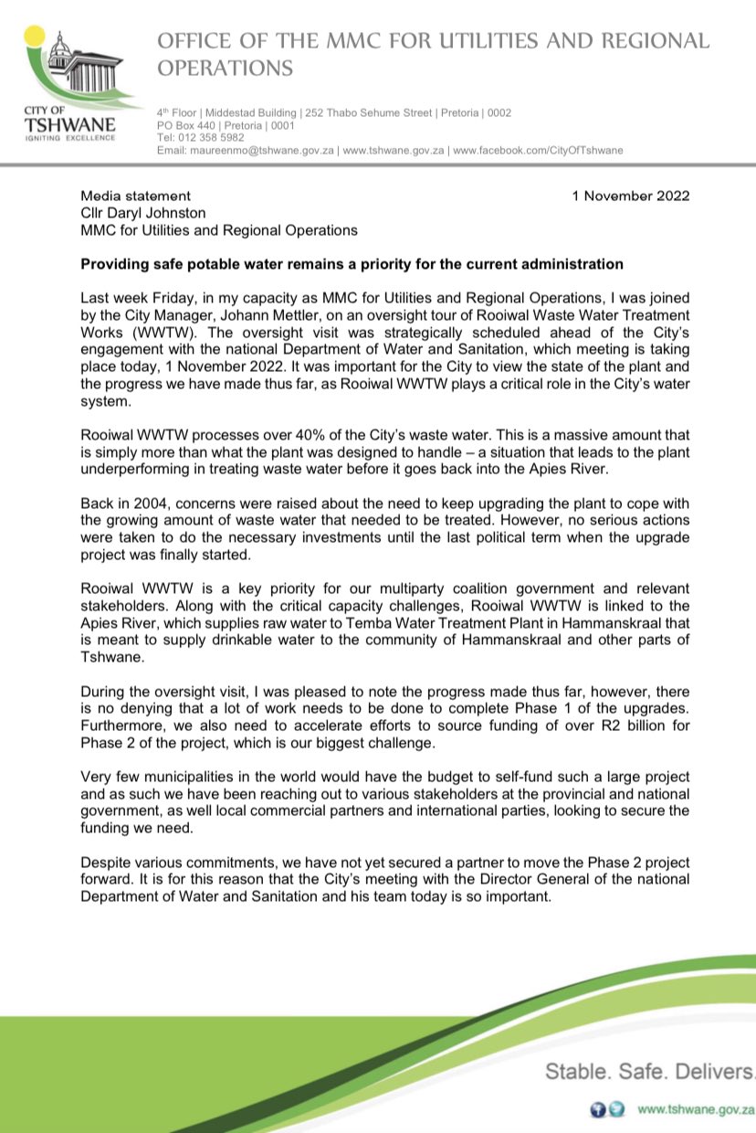 Mayor Randall Williams on Twitter: "Today the City of Tshwane is meeting with the national ...