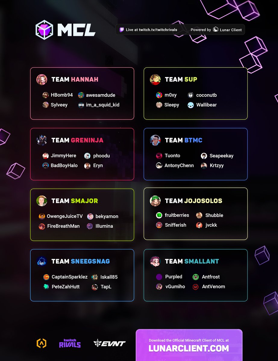 Lunar Client On Twitter Week 1 Of Mcl Season 1 Will Be Taking Place