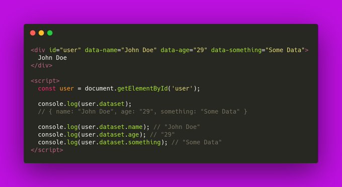 Javascript Coding On Twitter Javascript Tip Use The `dataset` Property To Access The Element