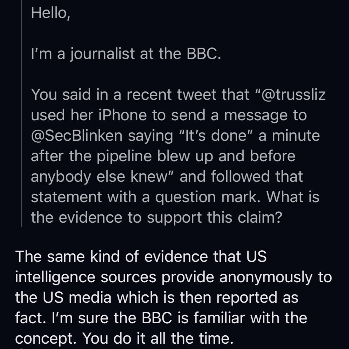 Kim Dotcom on Twitter: "The @BBC just sent me questions about the @trussliz Nord Stream ...