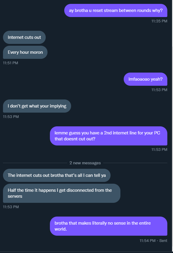 Christian on Twitter: "Solidify's explanation for his stream restarting: His internet cuts out ...