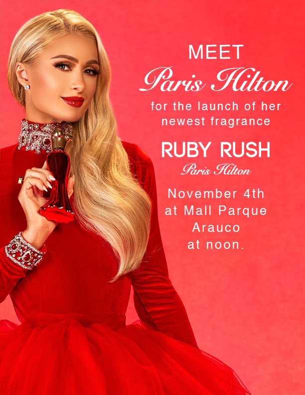 ParisHilton on Twitter: "Hey #Chile! 🇨🇱 See you November 4th at @ParqueArauco at 12pm for the ...
