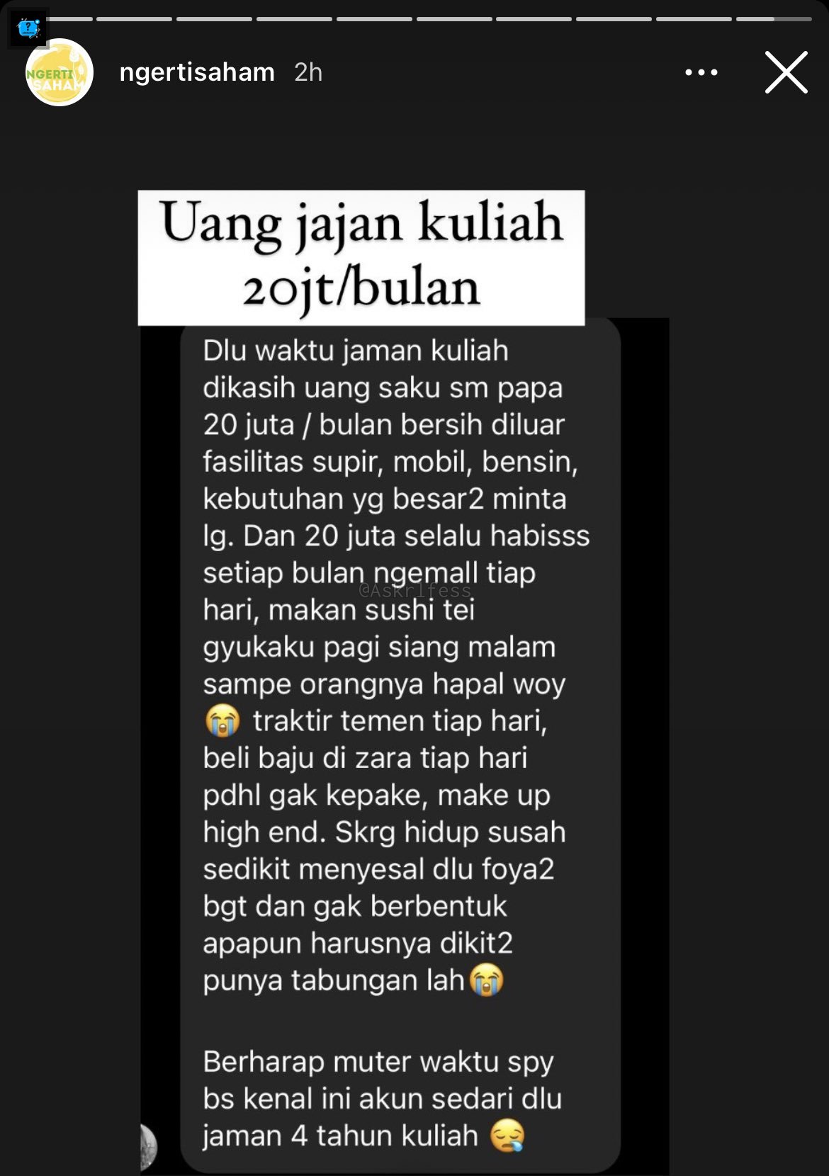 Askrlfess on Twitter: "[askrl] Tersadar bawah gaji fg ga sebesar uang ...