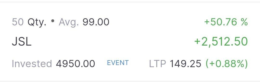 Yash Mehta on Twitter: "Picked this undervalued stock when it was badly beaten down. Now JSL is ...