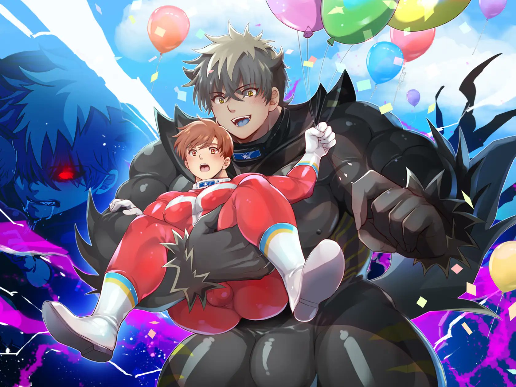 BL from DLsite garumani on Twitter: "Tim and Stella dress up as heroes for a local event. But ...