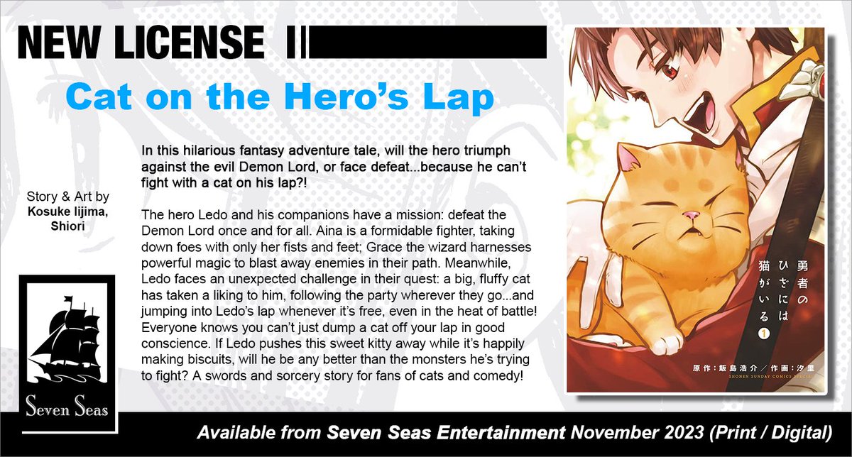 Seven Seas Entertainment on Twitter: "Brand-new license announcement! CAT ON THE HERO’S LAP by ...