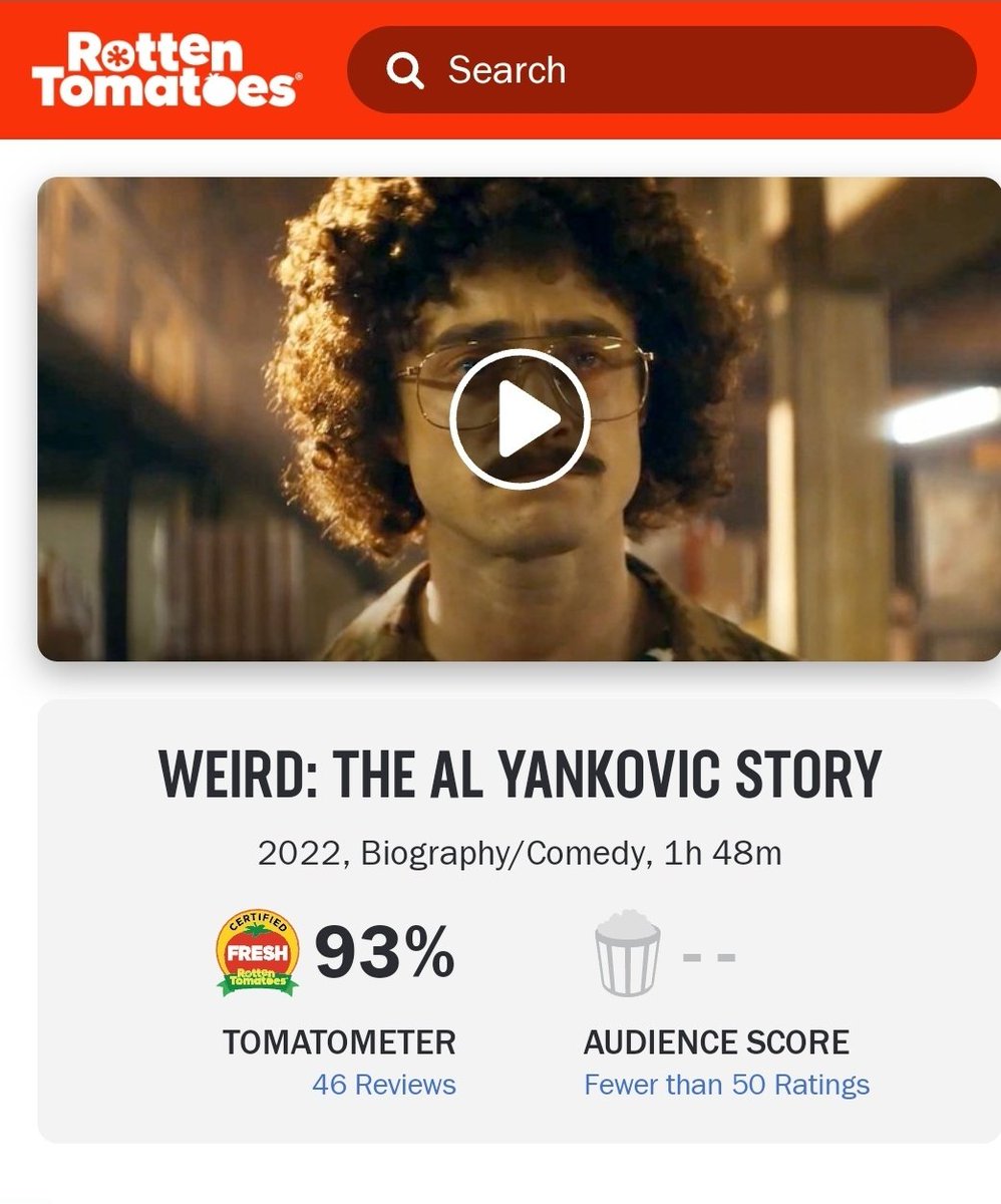 DiscussingFilm on Twitter: "#WEIRDTheAlYankovicStory is now Certified Fresh on Rotten Tomatoes ...