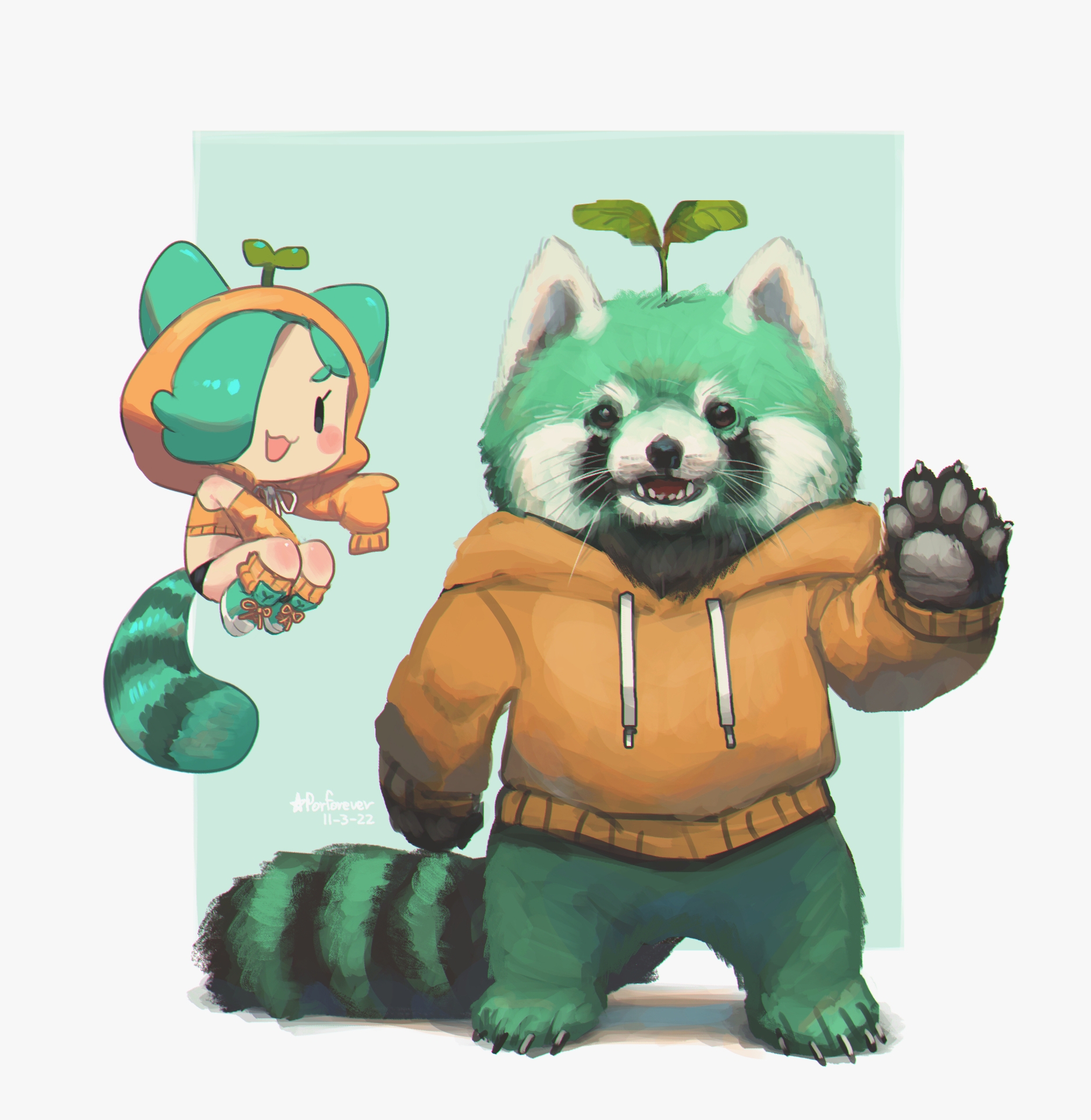 Porforever on Twitter: "@/Gaziter 's green red-panda drawing before bed🦝💚 https://t.co ...