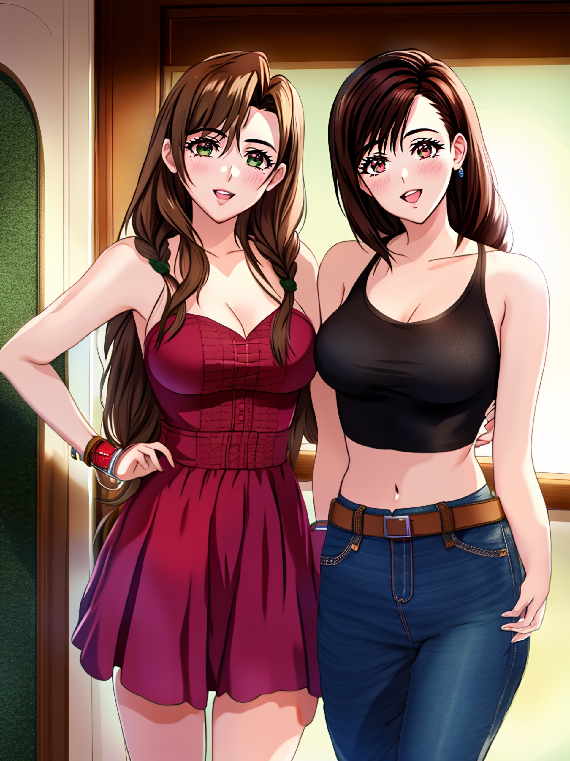 FF7 Tifa Fan on Twitter: "👓📚🏫 College Cuties Tifa and Aerith! 🏫📚👓 #NovelAI #Tifa #Aerith #Aerti ...