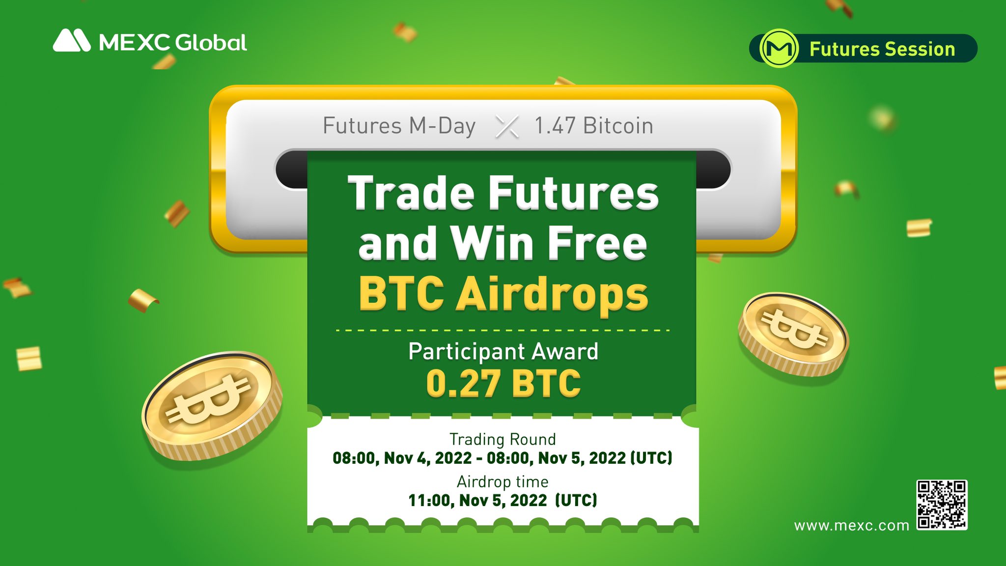MEXC Global on Twitter: "💰Launching the new MEXC M-Day (Futures Session) - 1.47 #Bitcoin for ...