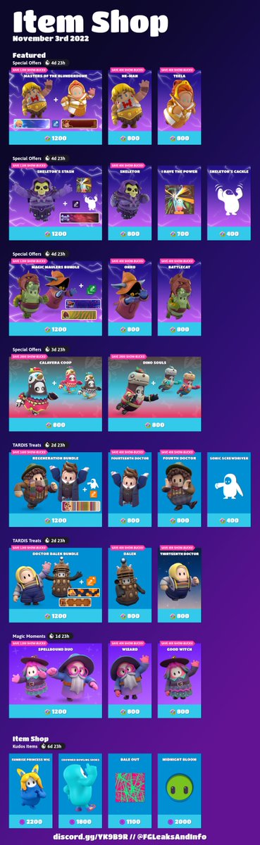 🪐 Bean Bot // Fall Guys News 🚀 on Twitter: "🛒 Fall Guys Item Shop - November 3rd 2022 🔥 26 items ...