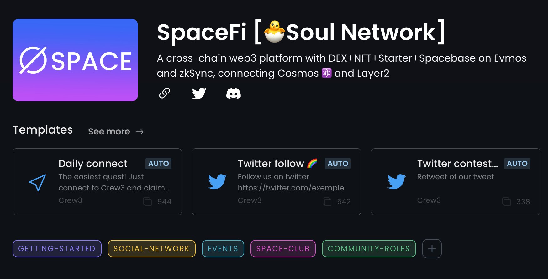 SpaceFi 🪐 Evmos & zkSync 🦇🔊 on Twitter: "Launching on @crew3xyz 🌈 A platform where you can learn ...