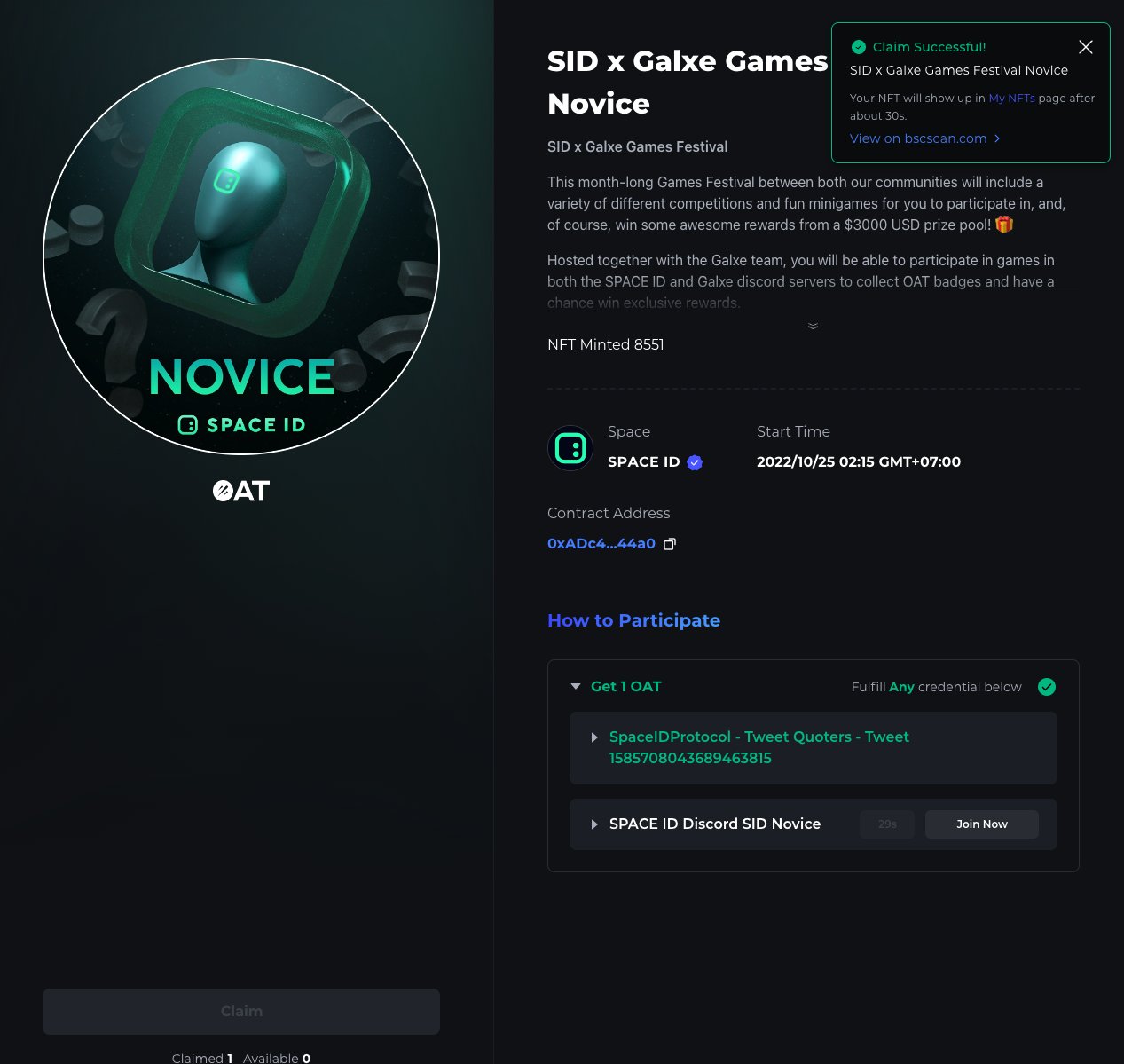 Phạm Ninh on Twitter: "Lên tiếp kèo cho ae nè Claim NFT Claim Space ID ...