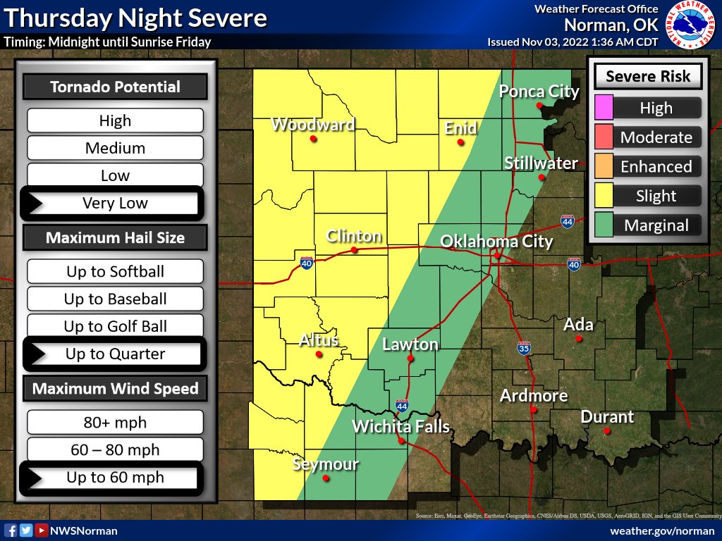 NWS Norman on Twitter: "Strong and severe storms are expected after midnight tonight into Friday ...
