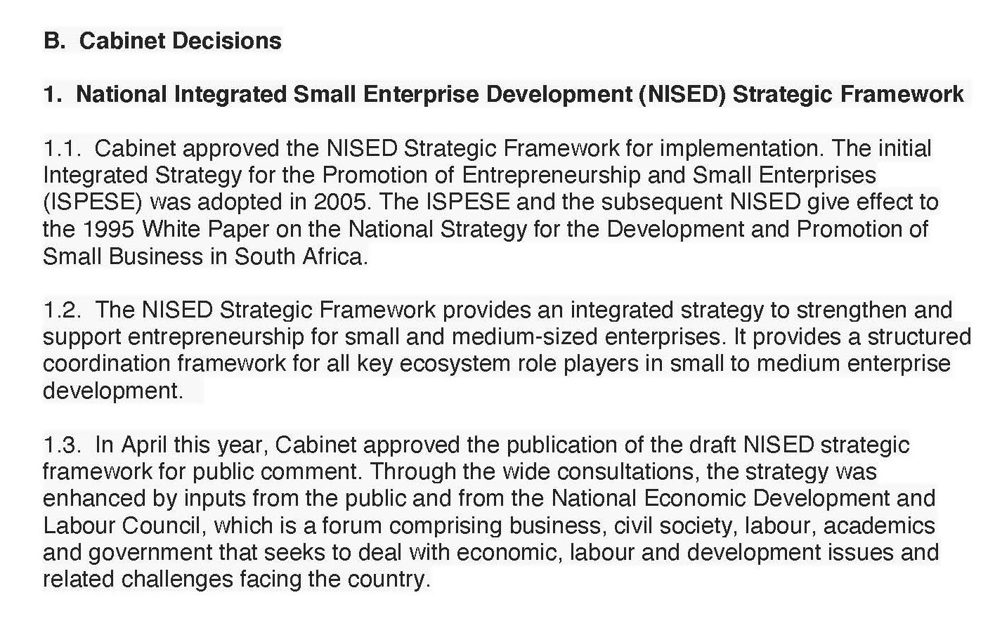 National Strategy Framework