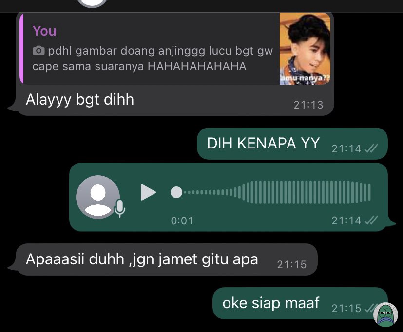 OPEN DM ㅡ Tanyarl 💚 on Twitter: "💚 wkwk sakit hati bgt diginiin sm pacar sendiri (itu vn sender ...